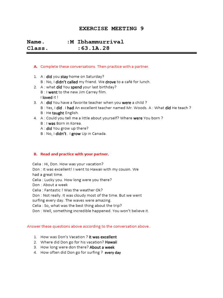 Tugas B Inggris PRT 9 | PDF