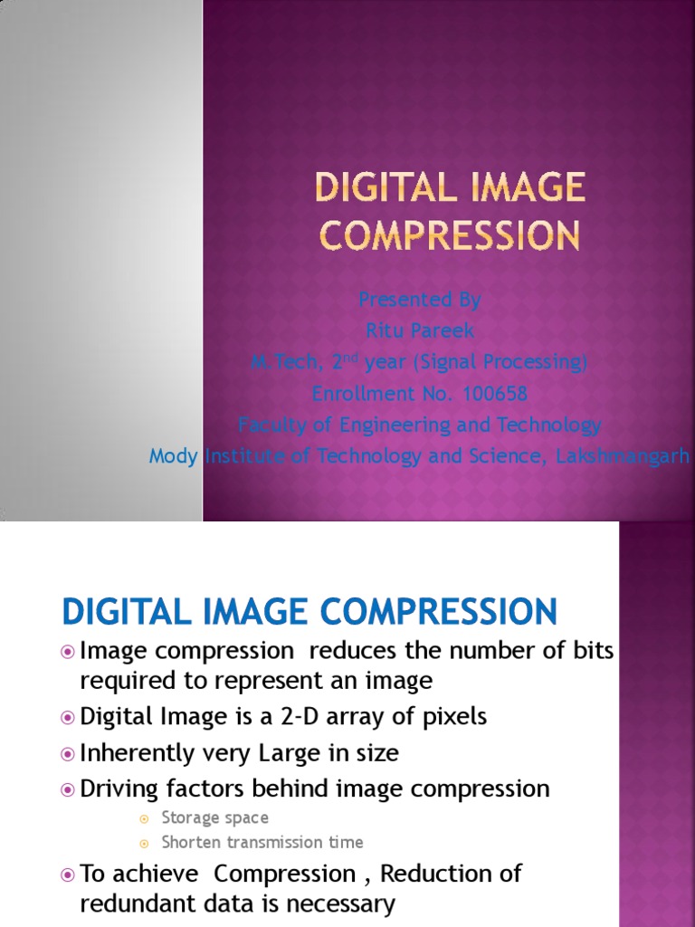 Digital Image Compression Pdf Data Compression Digital Signal Processing