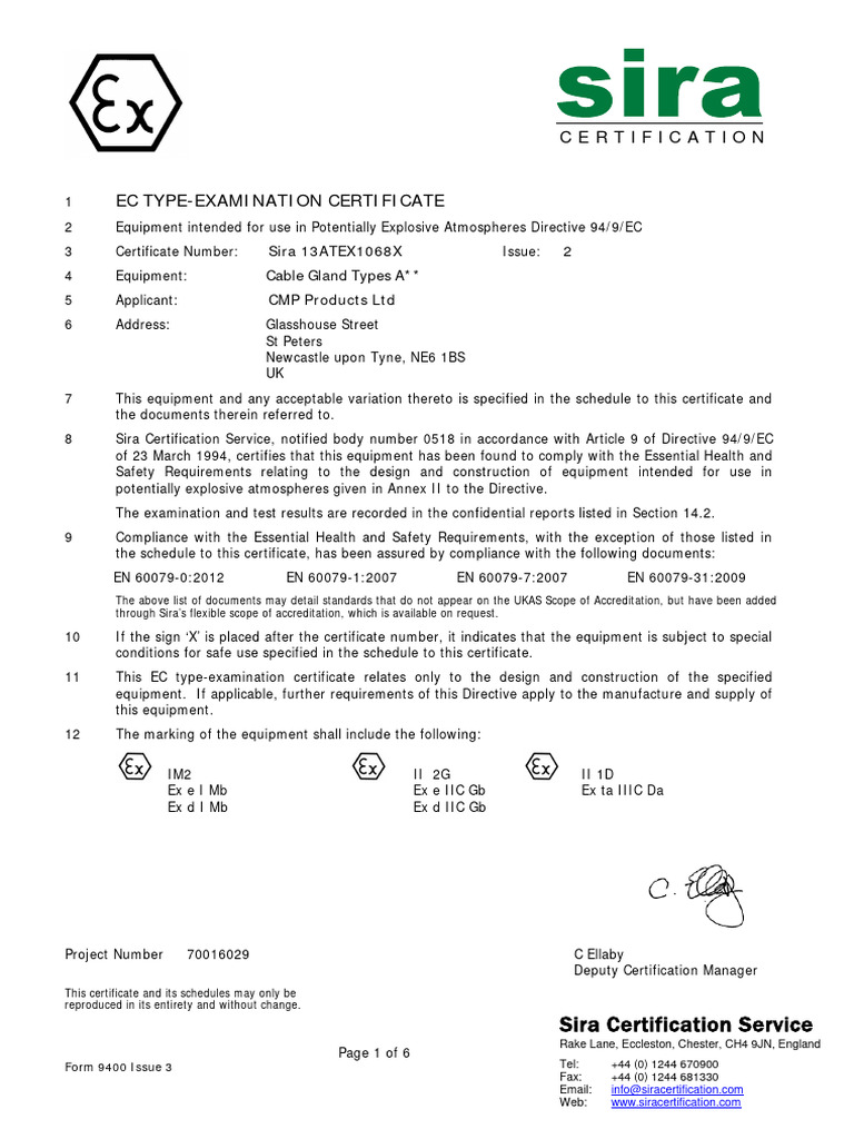 ATEX A2F A2FRC A2E A2FFC Sira | PDF