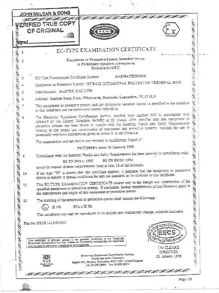 Bas 98 Atex 3008X | PDF