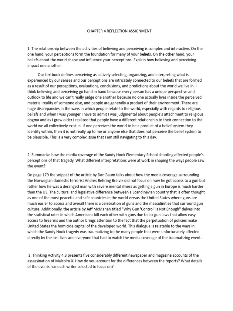 Chapter 4 Reflection Assignment | Download Free PDF | Perception | Cognition