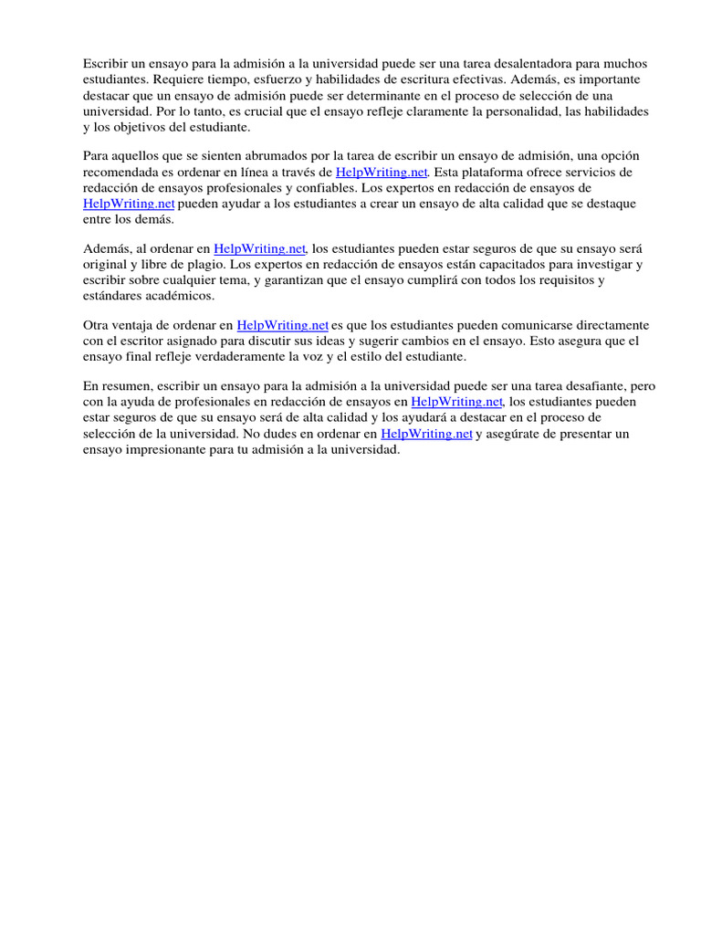 Cómo Escribir Un Ensayo para La Admisión A La Universidad | PDF ...