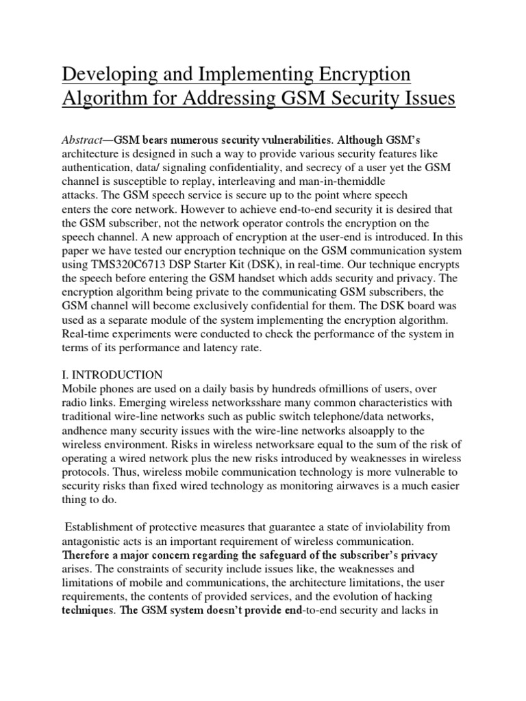 GSM Security and Encryption | PDF | Gsm | Encryption