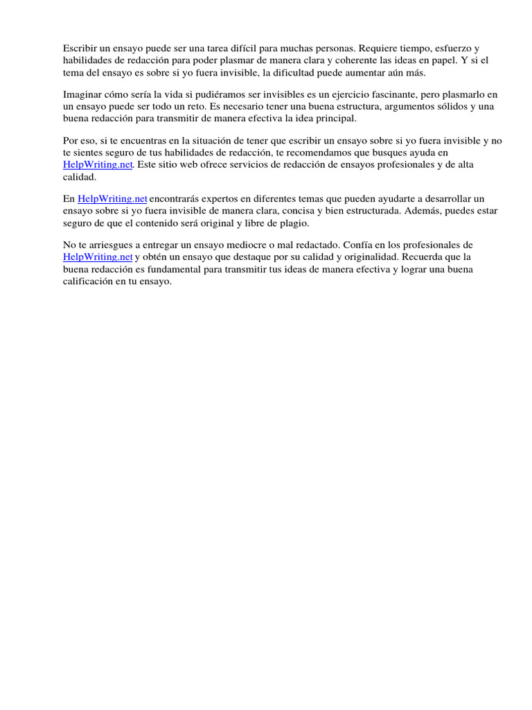 Ensayo Sobre Si Yo Fuera Invisible | PDF | Ensayos | Comunicación humana