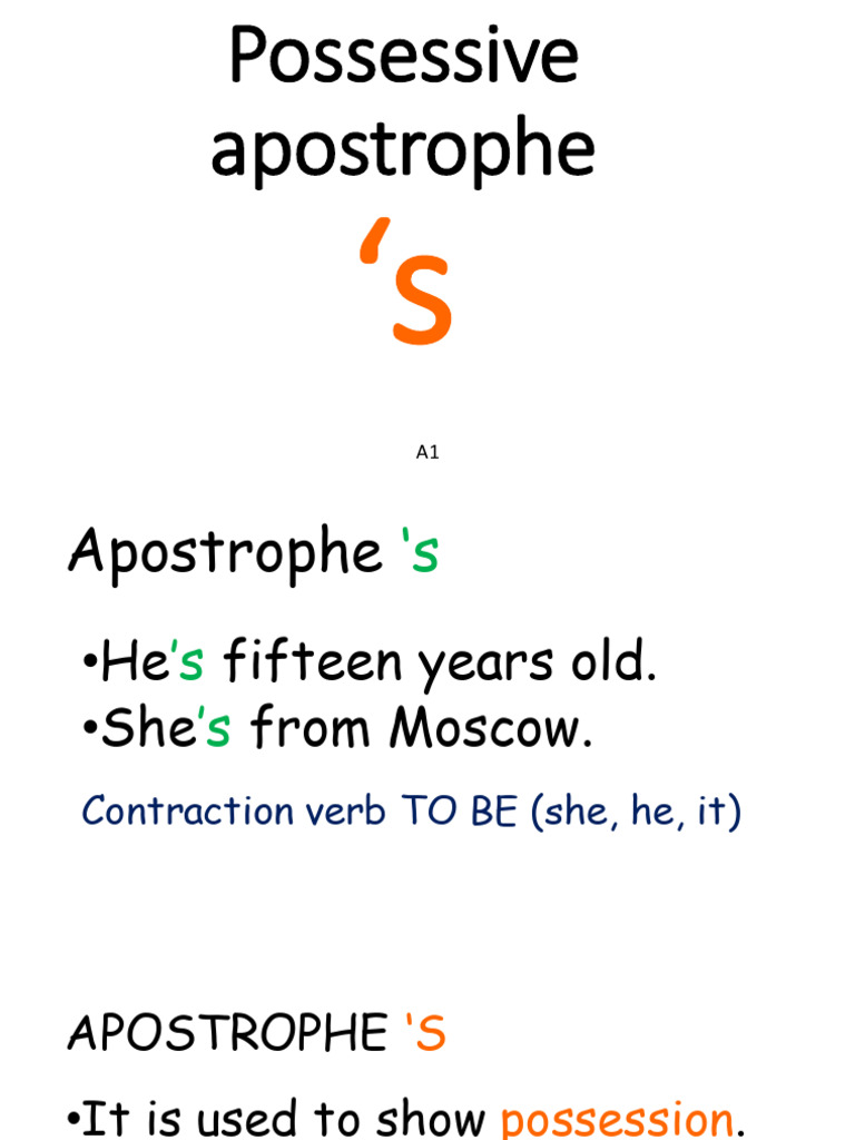 Possessive Apostrophe 'S | PDF