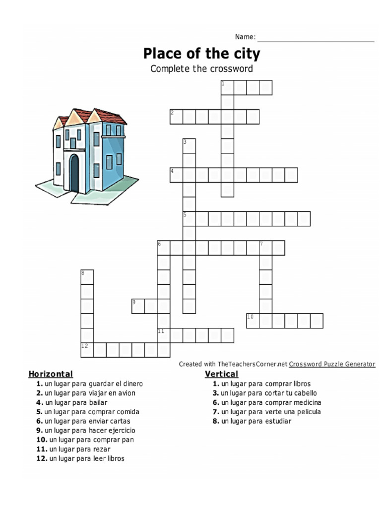 Crucigrama Places | PDF