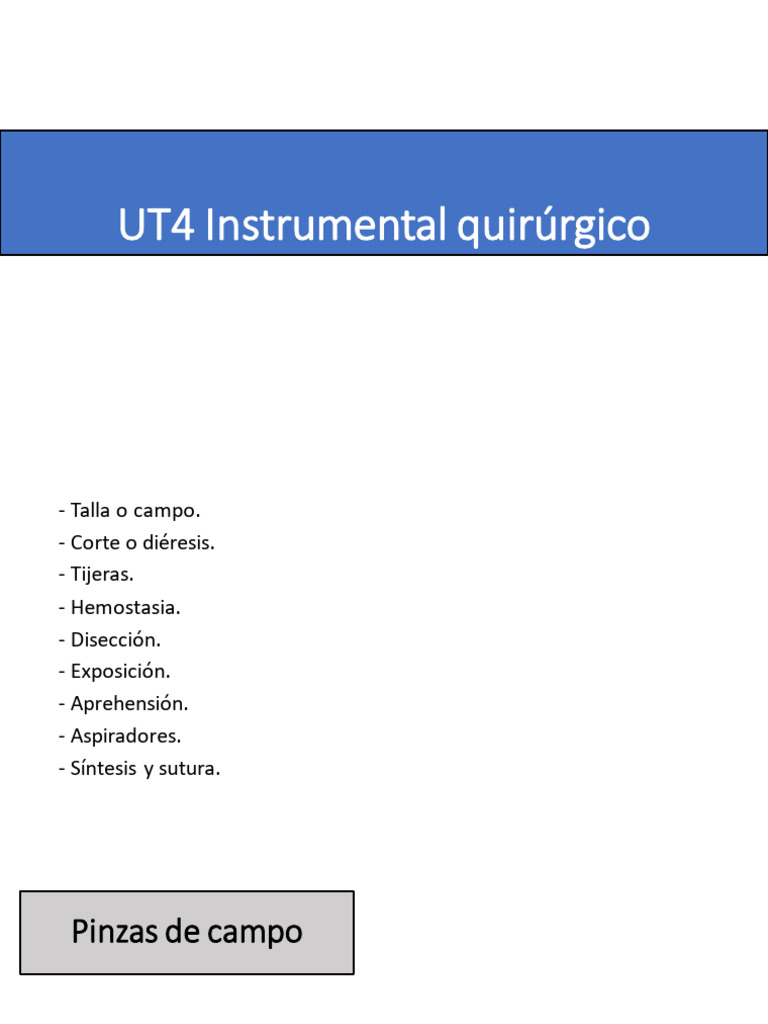 UT4 Instrumental Quirúrgico | PDF | Herramientas de corte | Armas de hoja