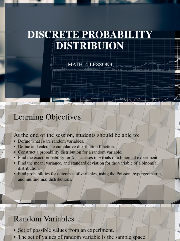 MATH14 Lesson3 Students | PDF | Probability Distribution | Random Variable