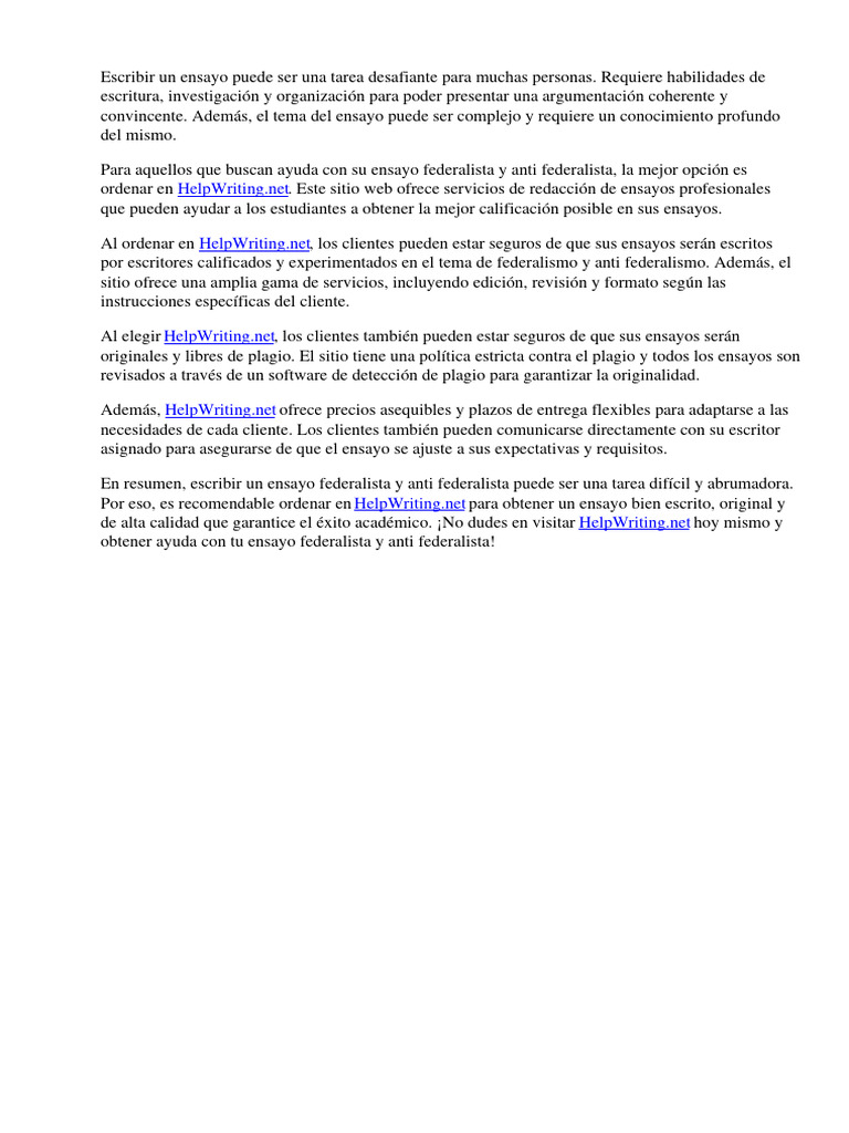 Federalist y Anti Federalist Ensayo | PDF | The Federalist Papers ...