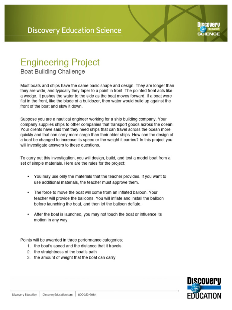 Engineering Project Boat Building Challenge | PDF | Buoyancy | Balloon