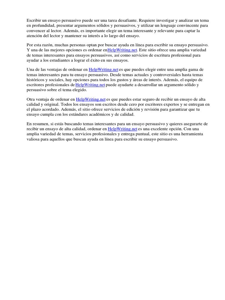 Temas Interesantes para Un Ensayo Persuasivo | PDF | Ensayos ...