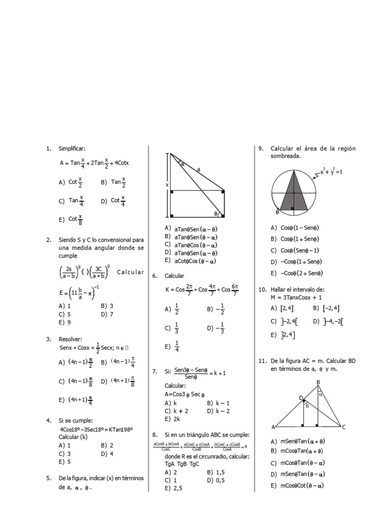 Problemas de Trigonometría Avanzada | PDF