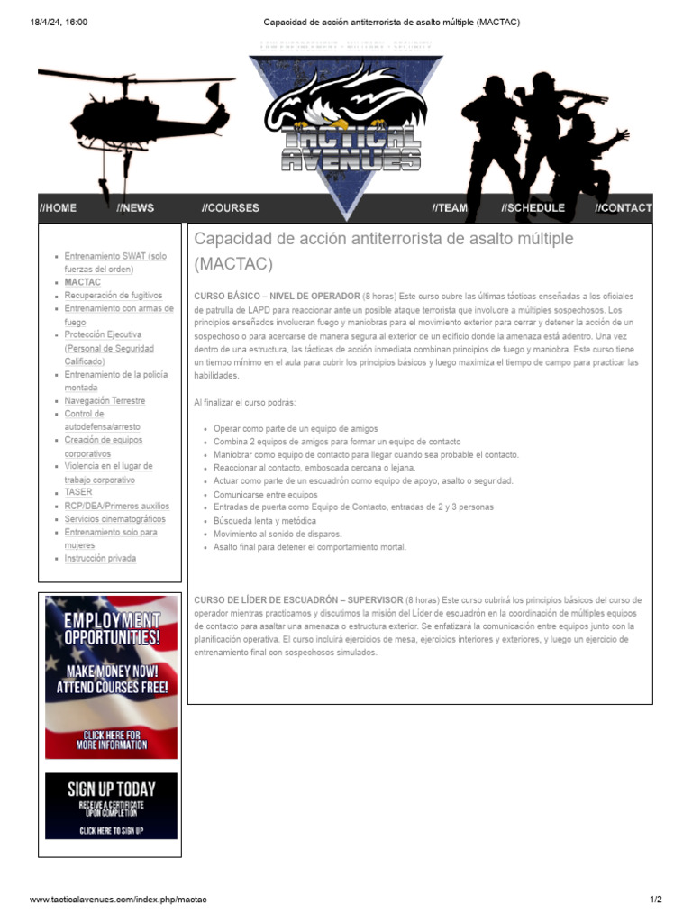 Capacidad de Acción Antiterrorista de Asalto Múltiple (MACTAC) | PDF ...