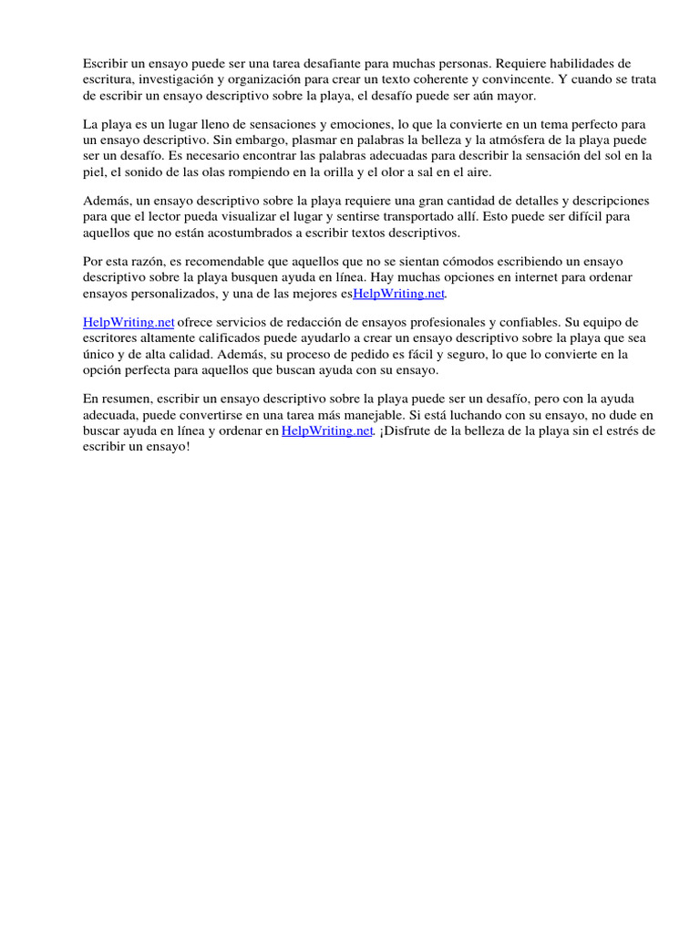 Descriptive Essay at The Beach | PDF | Essays | Beach