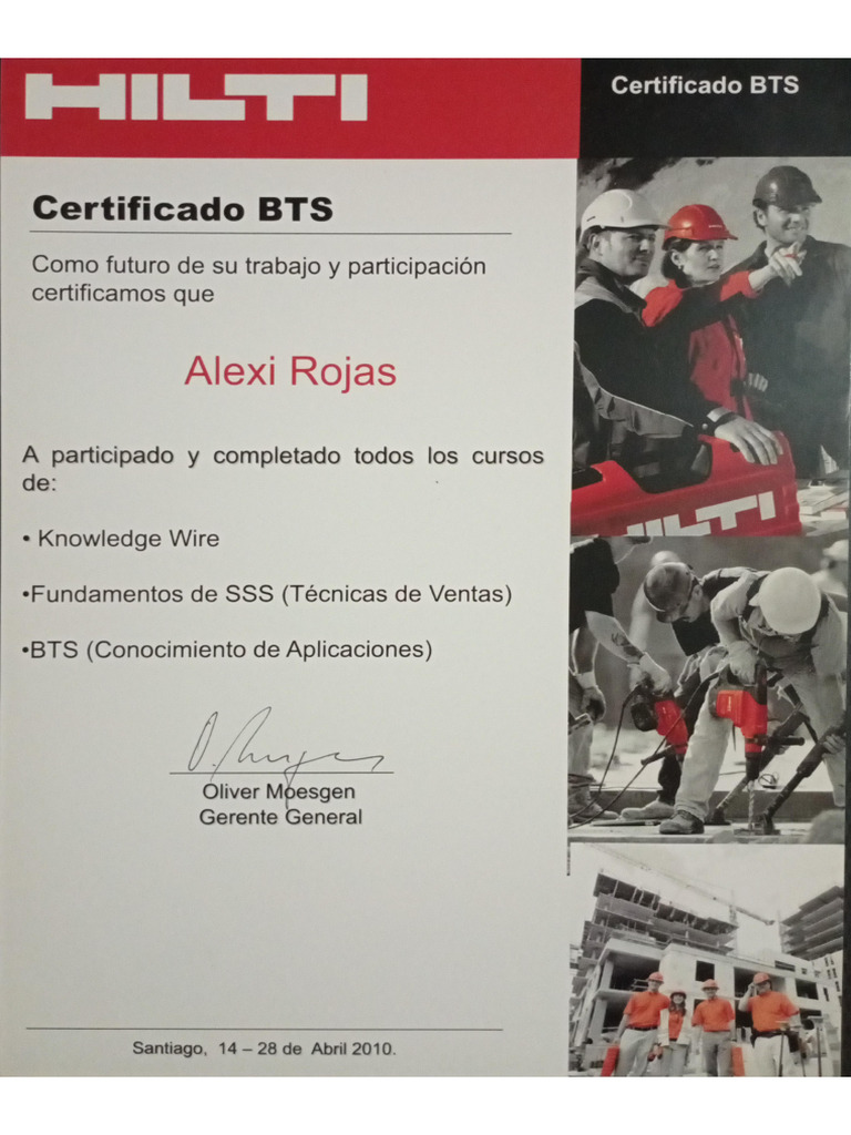 PDF Scanner BTS Certificado Hilti. | PDF