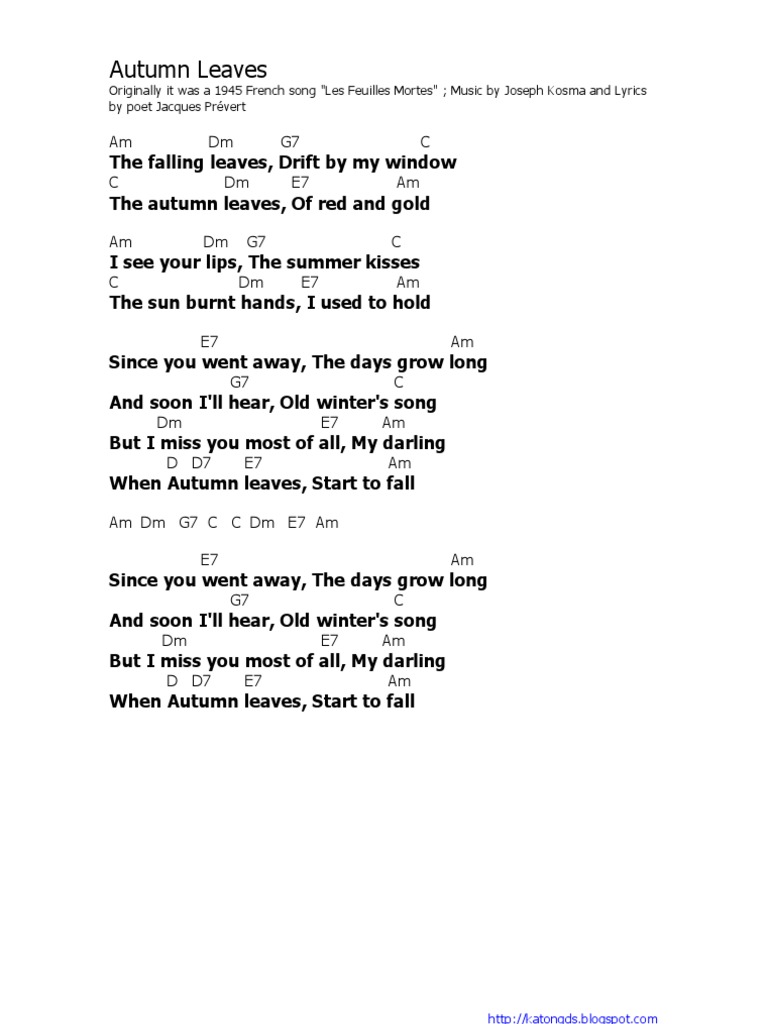 Autumn Leaves Lyrics and Chords | PDF