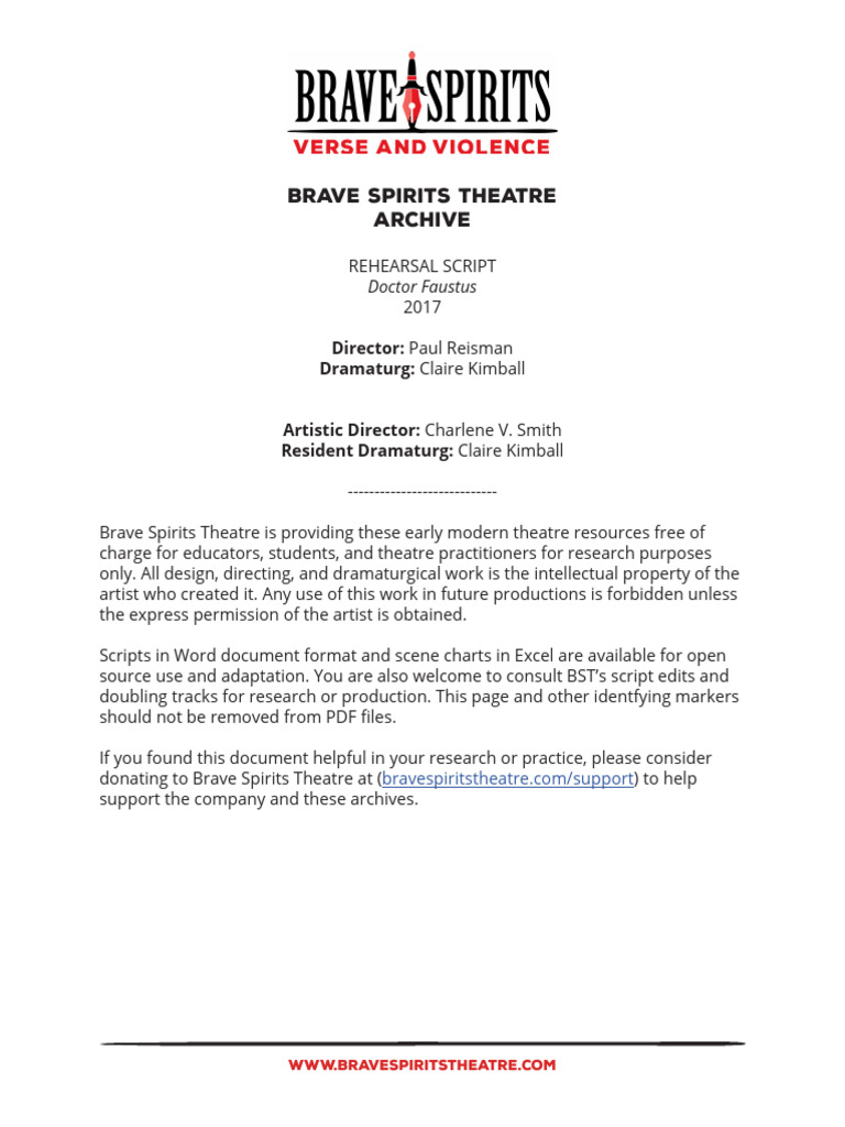 BST Archive Faustus 2017 Rehearsal Script | PDF | Hell | Satan