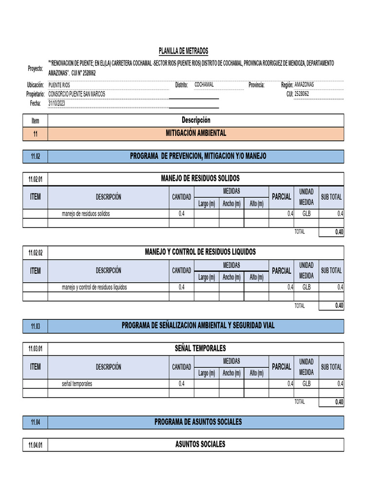 Planilla Metrados 4 | PDF