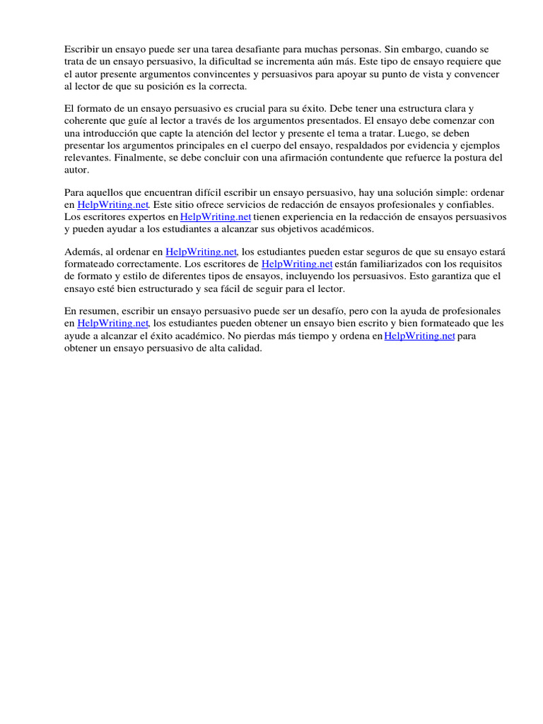 Formato de Un Ensayo Persuasivo | PDF | Ensayos | Educación en artes ...