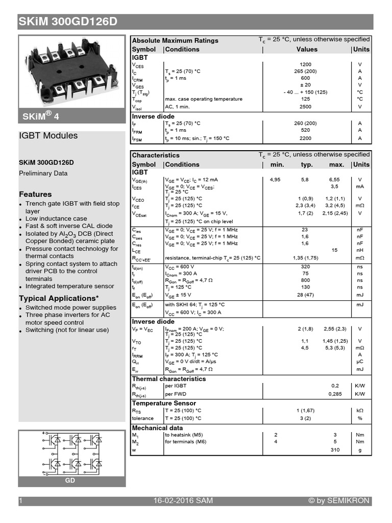 SEMIKRON DataSheet SKiM300GD126D 23916190 | PDF | Teaching Methods ...