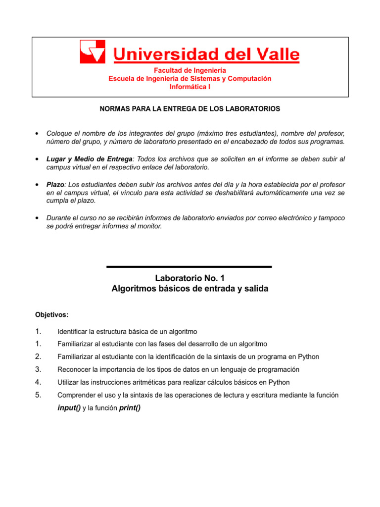 Lab1 | PDF | Algoritmos | Programa de computadora