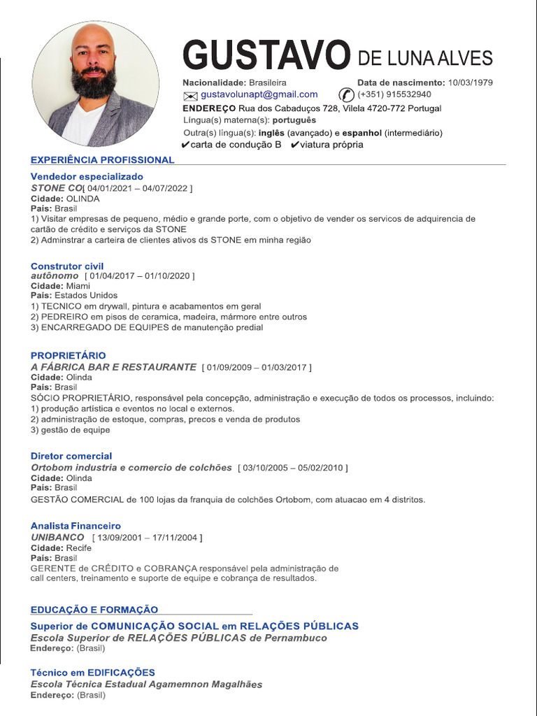 Gustavo Alves CV - PT | PDF