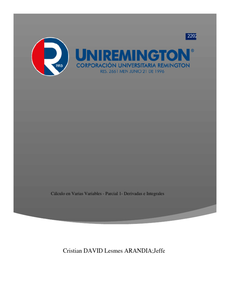 PARCIAL1Cálculo en Varias VariablesCristianLesmes JefferPinzon | PDF ...