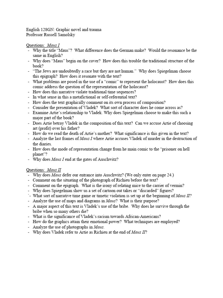 Maus Questions | PDF | Classics