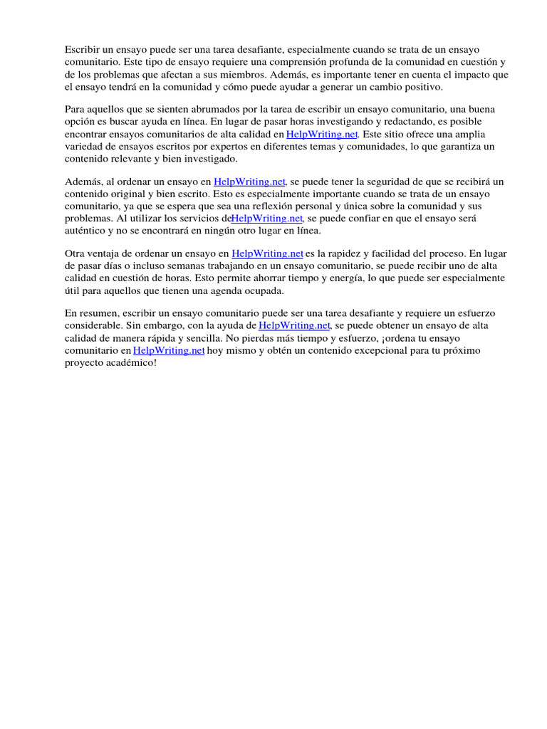 Cómo Escribir Un Ensayo Comunitario | Descargar gratis PDF | Ensayos ...