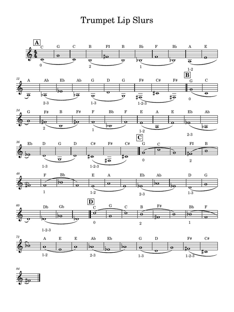 Trumpet Lip Slurs Guide | PDF