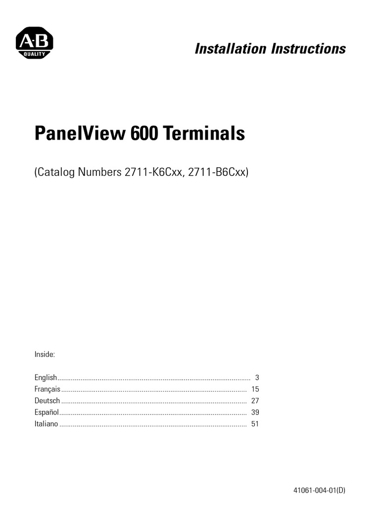 PanelView 600 Install Guide | PDF | Electromagnetic Compatibility ...