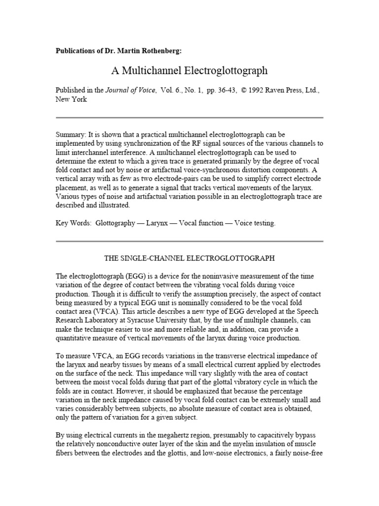 Electroglottograph Innovations | PDF | Human Voice | Amplitude