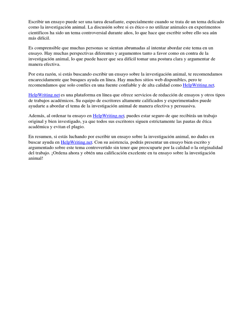Ensayo Sobre La Investigación Animal | PDF | Ensayos | Método científico