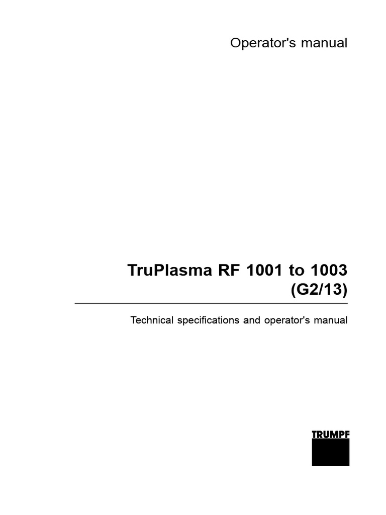 Truplasma RF 1001 | PDF | Sputtering | Input/Output