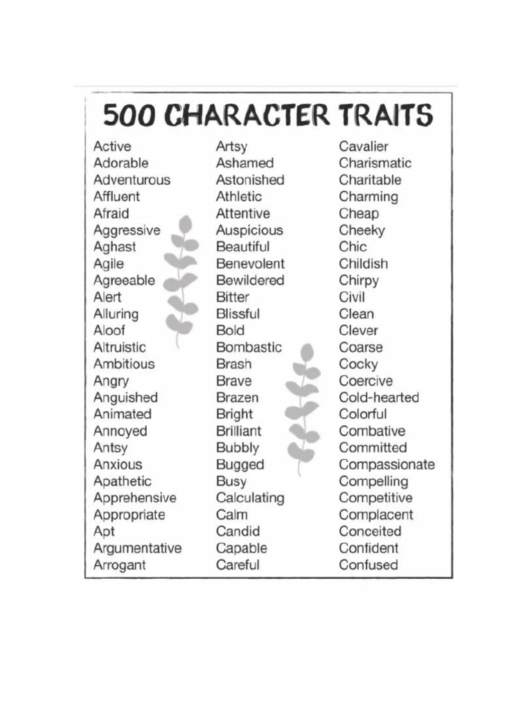 500 Personality and Character Traits | PDF