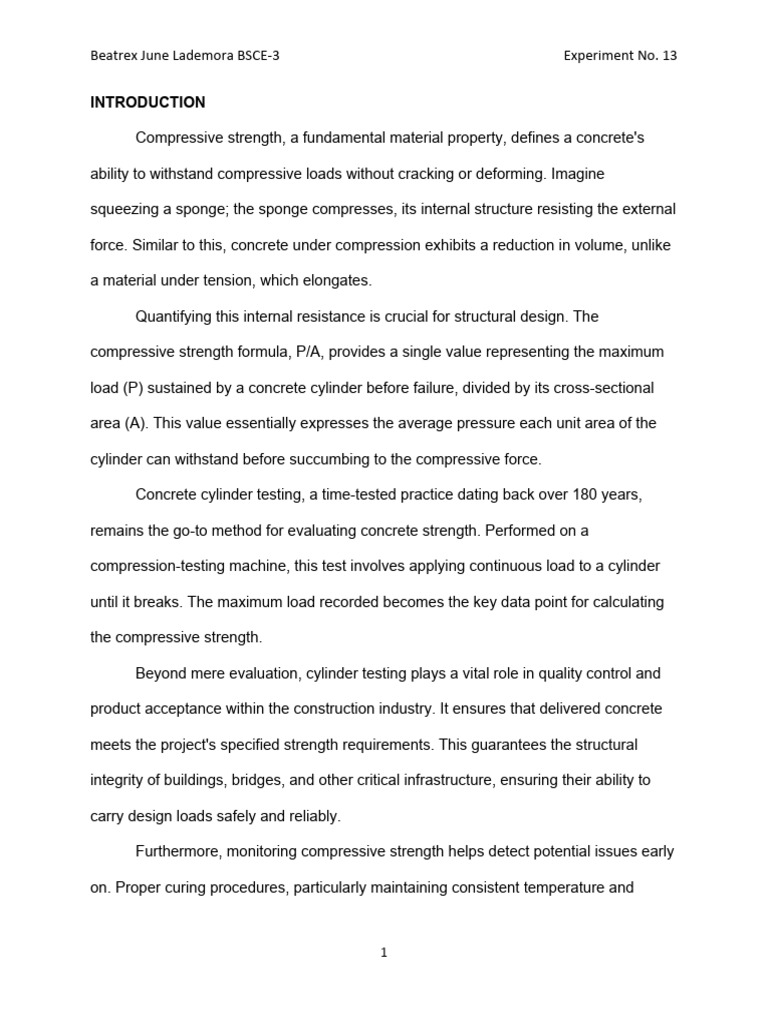 LAB REPORT 13 - For Printing | PDF | Strength Of Materials | Concrete
