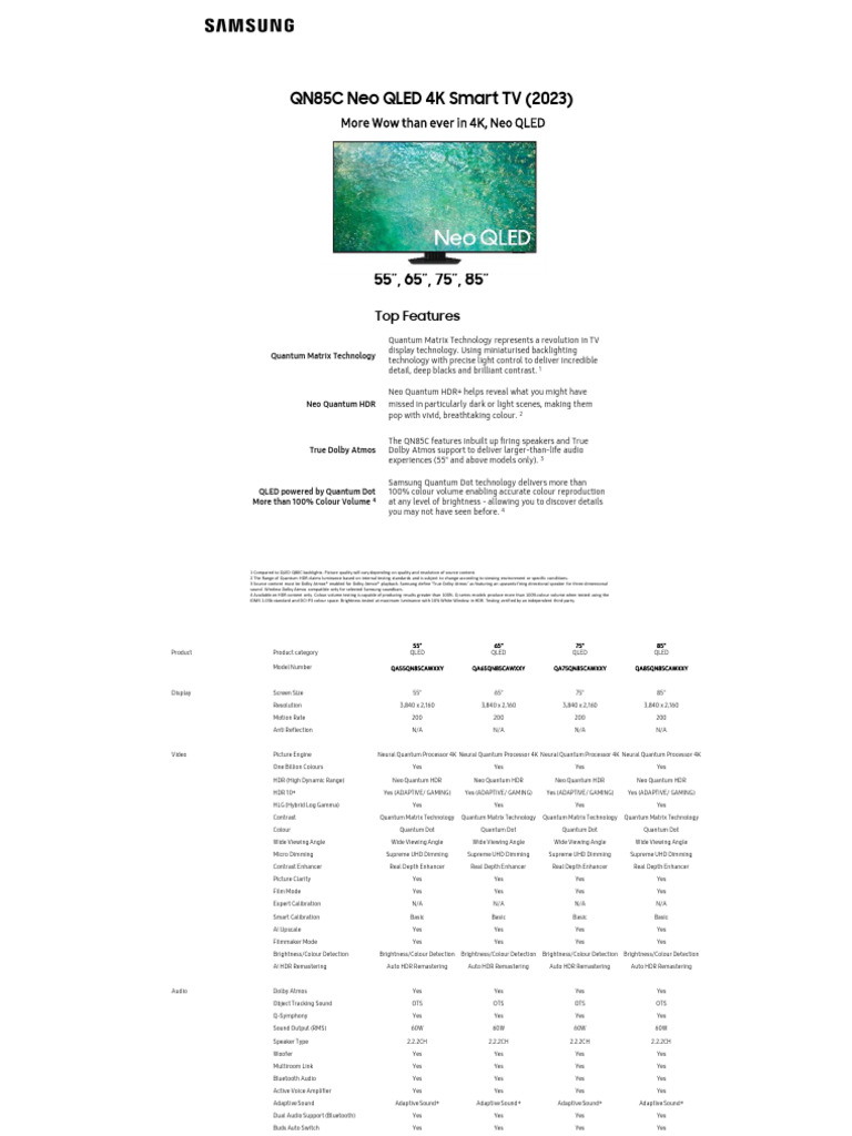 QN85C Neo QLED 4K Smart TV (2023) | PDF | Mobile App | Ios