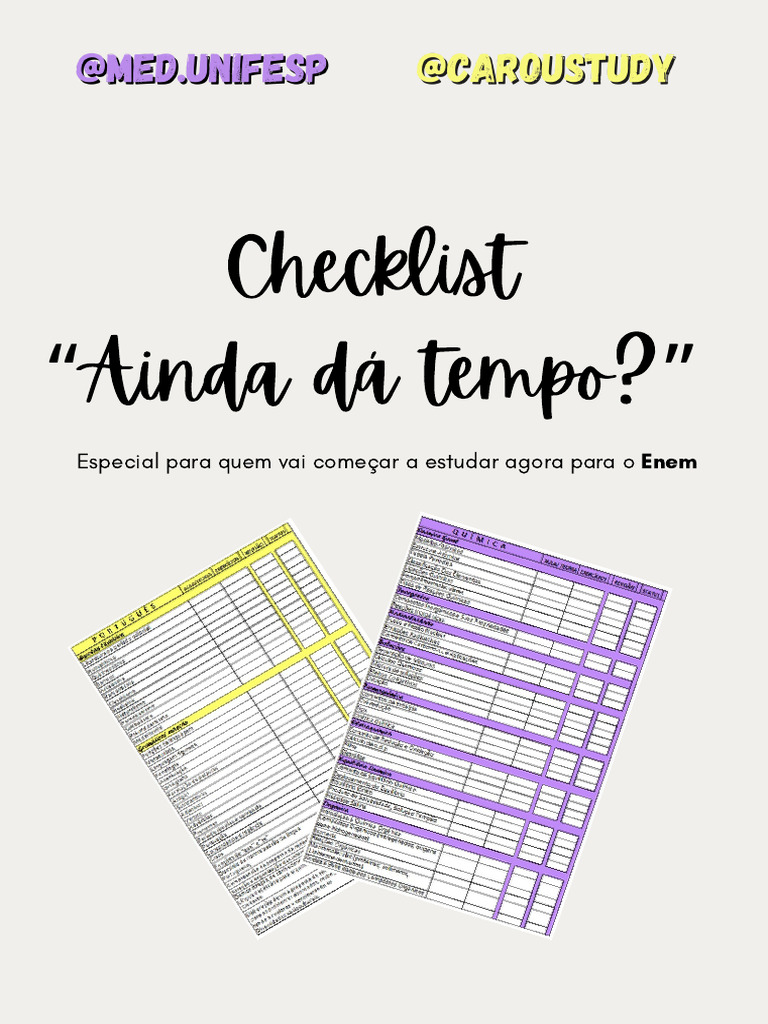 Check-List Ainda Dá Tempo | PDF | Química | Organismos