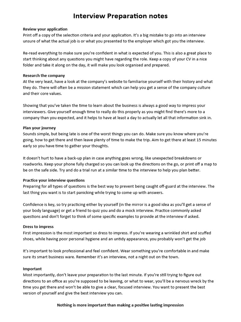 Interview Preparation Notes | PDF