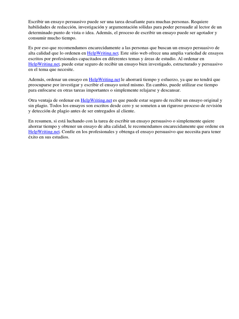 Muestra de Un Ensayo Persuasivo | PDF | Escritura | Comunicación humana