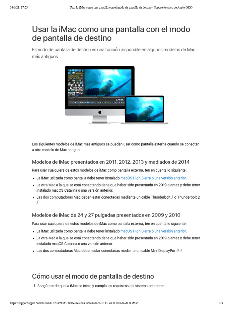 Usar iMac como pantalla externa | PDF | Mac OS | Apple Inc.