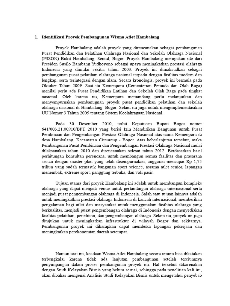 Analisis Proyek Wisma Atlet Hambalang | PDF