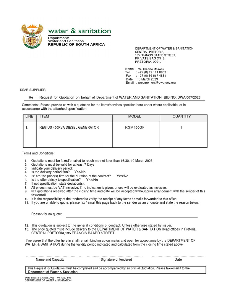 RFQ Document | Download Free PDF | Value Added Tax | Taxes