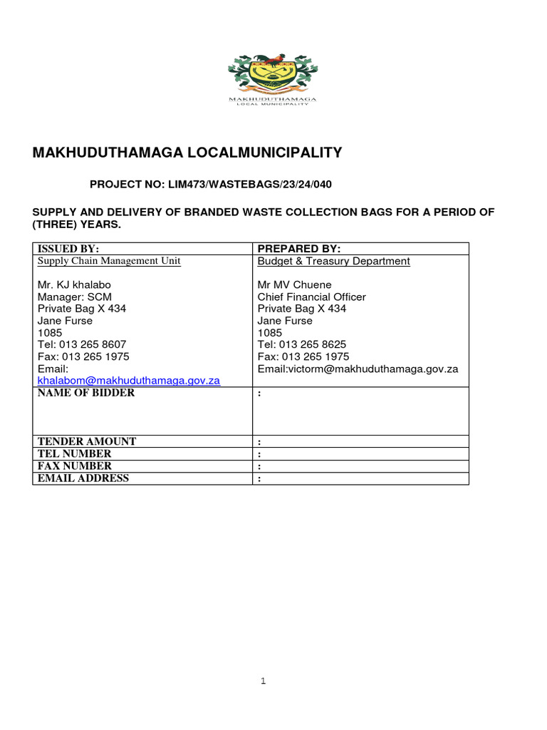 Tender Document For Waste Collection | Download Free PDF | Sole ...