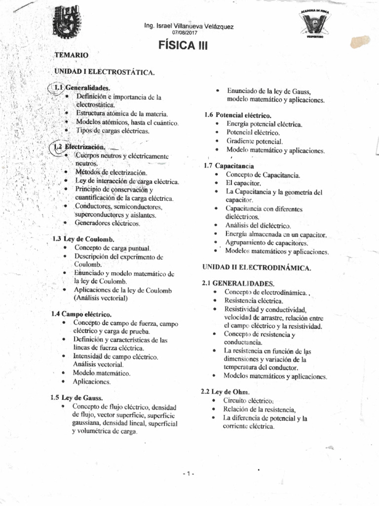 Temario Física III | PDF