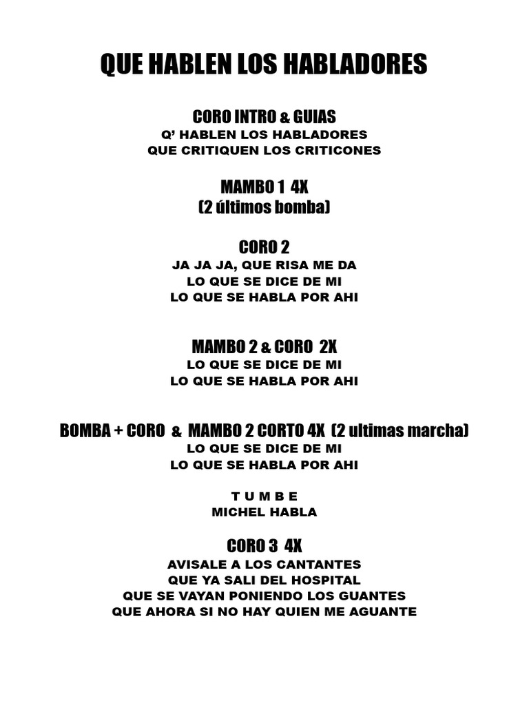 Coros Que Hablen Los Habladores | PDF