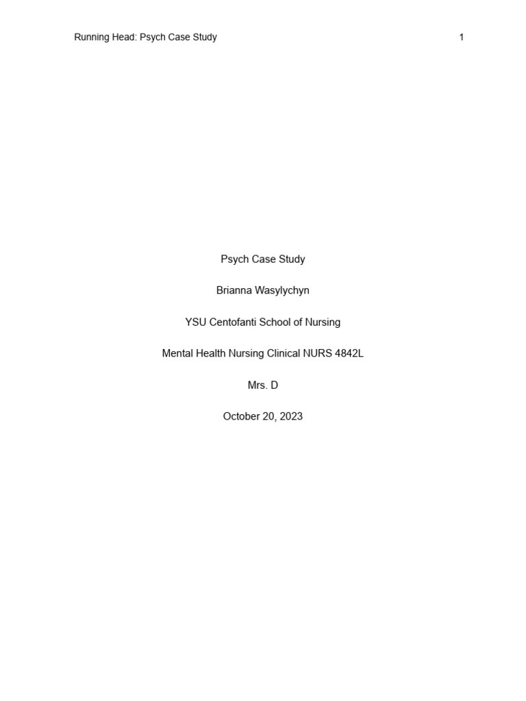 Psych Case Study | PDF | Bipolar Disorder | Mental Disorder