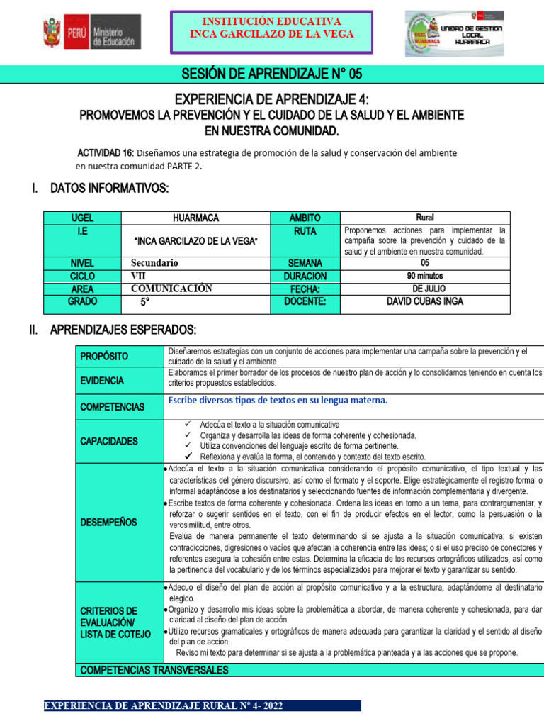 5º Ses 5 Act16 (2) Exp 4 | PDF | Aprendizaje | Evaluación