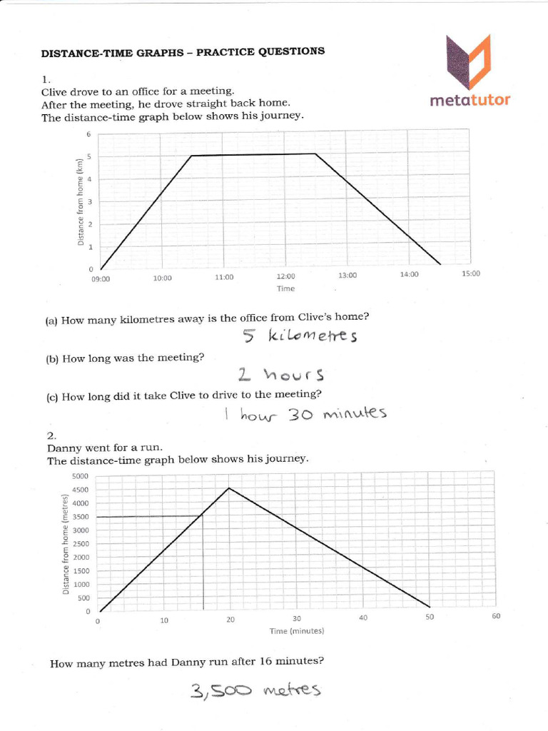 Distance Time Graphs Solutions | PDF | Velocity | Spacetime
