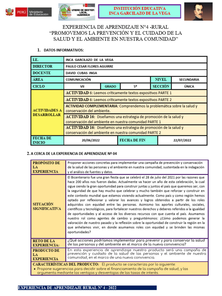5º EDA 4 -2022 | PDF | Aprendizaje | Iniciativa empresarial